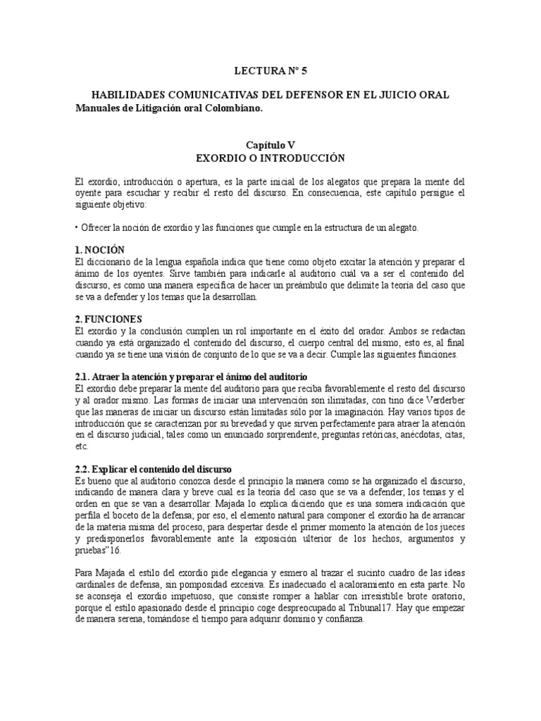 Exordio: Introducción en Alegatos Judiciales | PDF | Narrativa ...