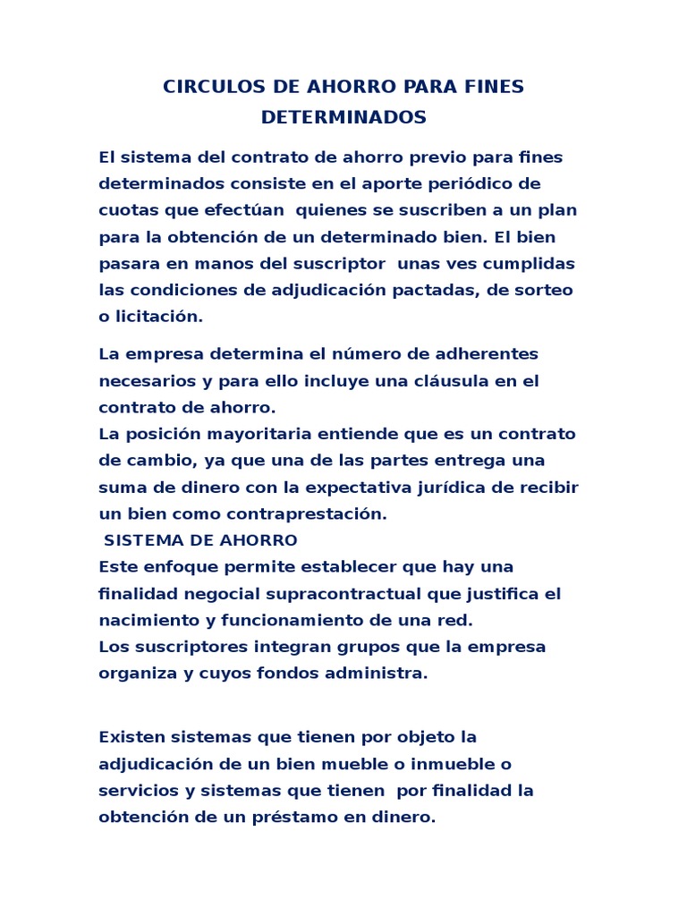 Circulos de Ahorro para Fines Determinados | PDF | Pagos | Los consumidores