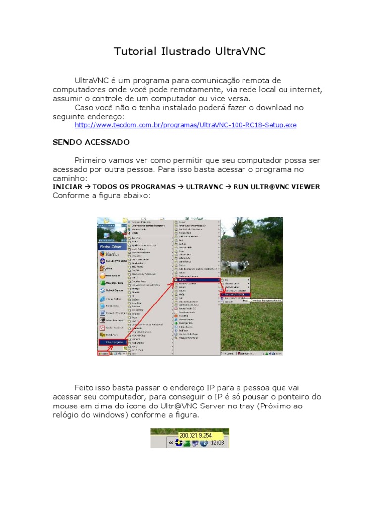 Tutorial Ilustrado UltraVNC | PDF | Janela (informática) | Programas