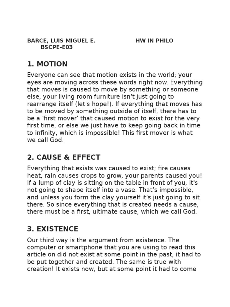 Five Arguments for God's Existence | PDF
