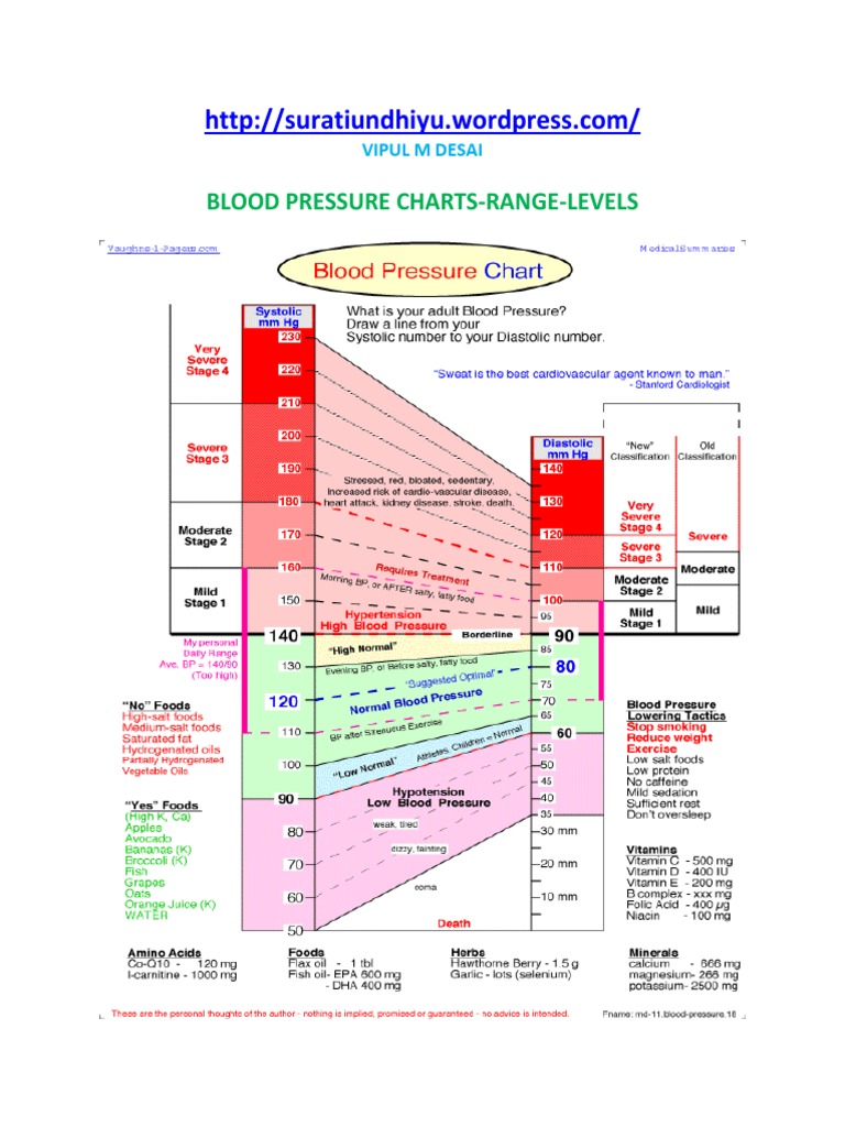 Blood Pressure Charts Range Levels | Download Free PDF | Blood Pressure ...