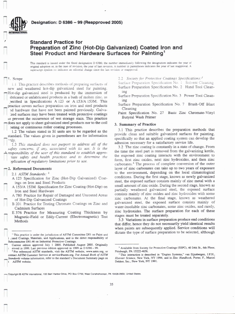 Astm D 6386-99 | PDF | Galvanization | Corrosion