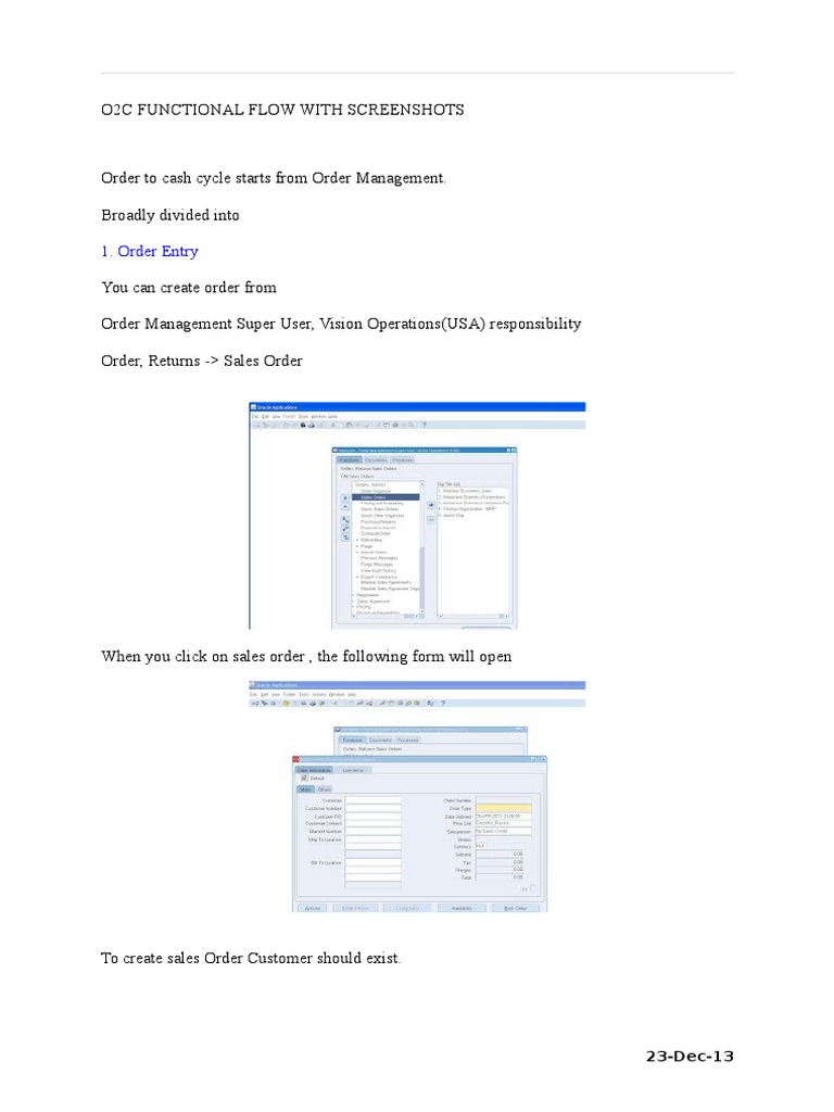 O2C Process Flow with Screenshots | PDF | Receipt | Invoice