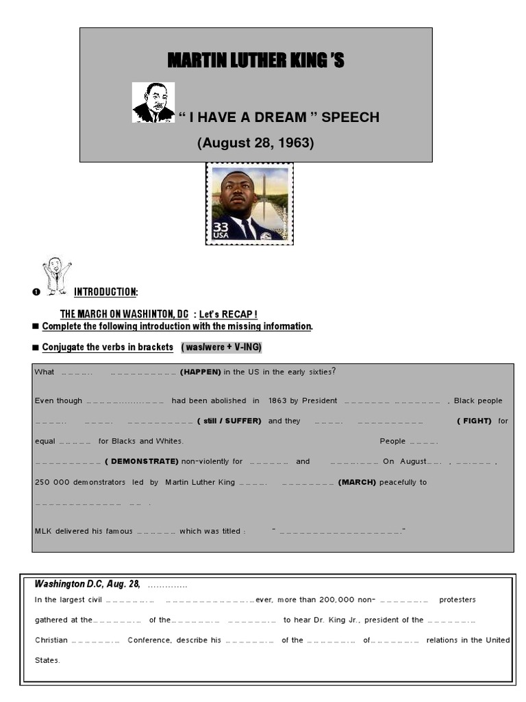 I Have A Dream Listening | PDF | Martin Luther King Jr. | Adjective