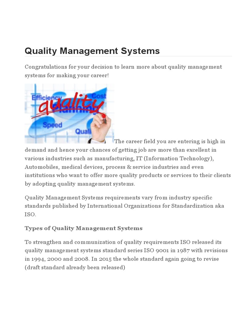 Quality Management Systems | PDF | Quality Management System ...