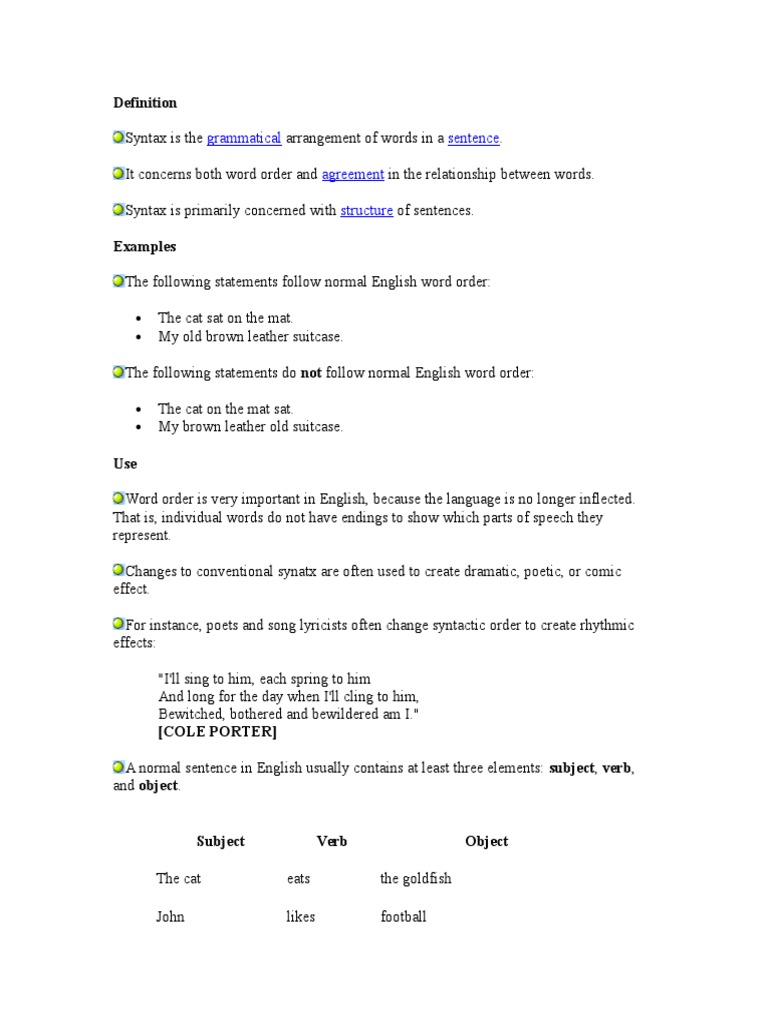 English Syntax | PDF | Syntax | English Language
