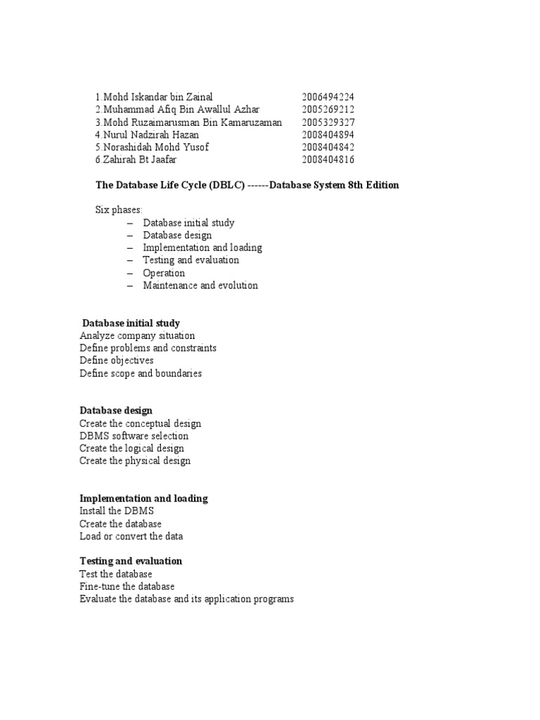 Database Life Cycle Overview | PDF