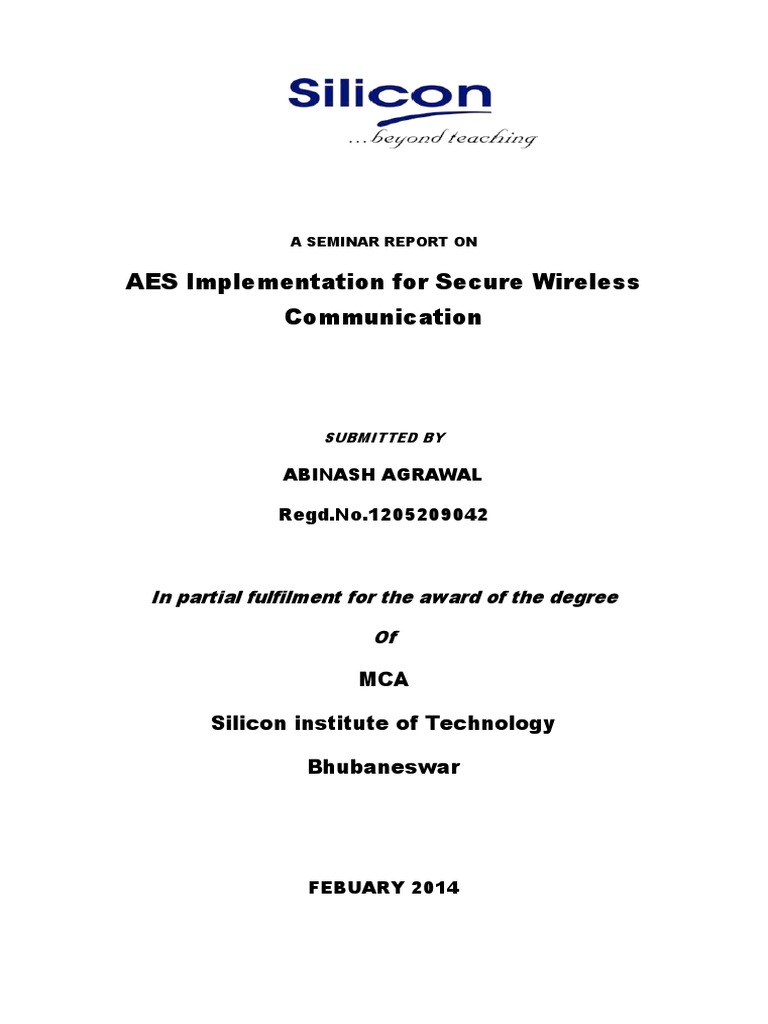 AES Seminar Report | PDF | Cryptography | Key (Cryptography)