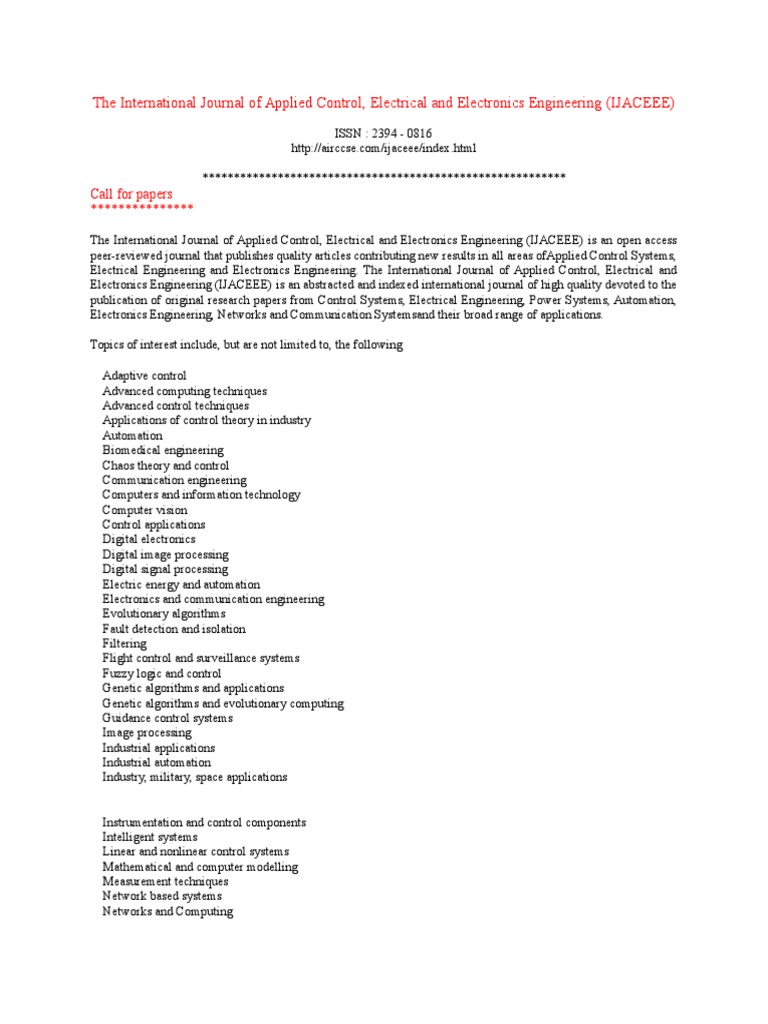 IJACEEE | PDF | Control Theory | Automation