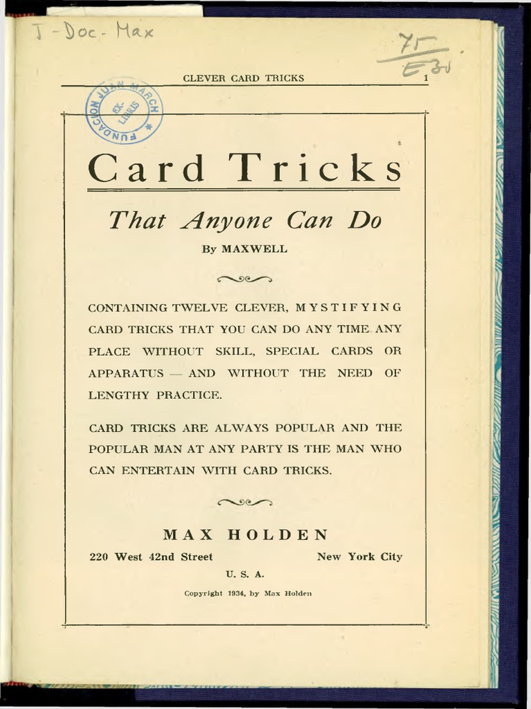 Clever Card Tricks | PDF | Magic (Illusion) | Playing Cards