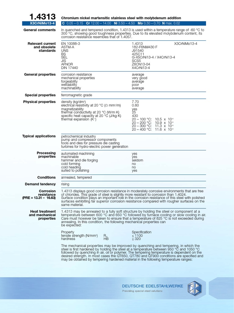 SS 1.4313 | PDF | Annealing (Metallurgy) | Steel