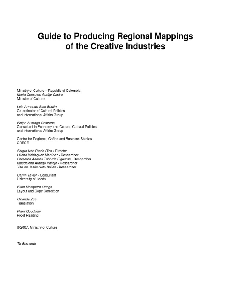 Guide To Producing Regional Mappings of The Creative Industries | PDF ...