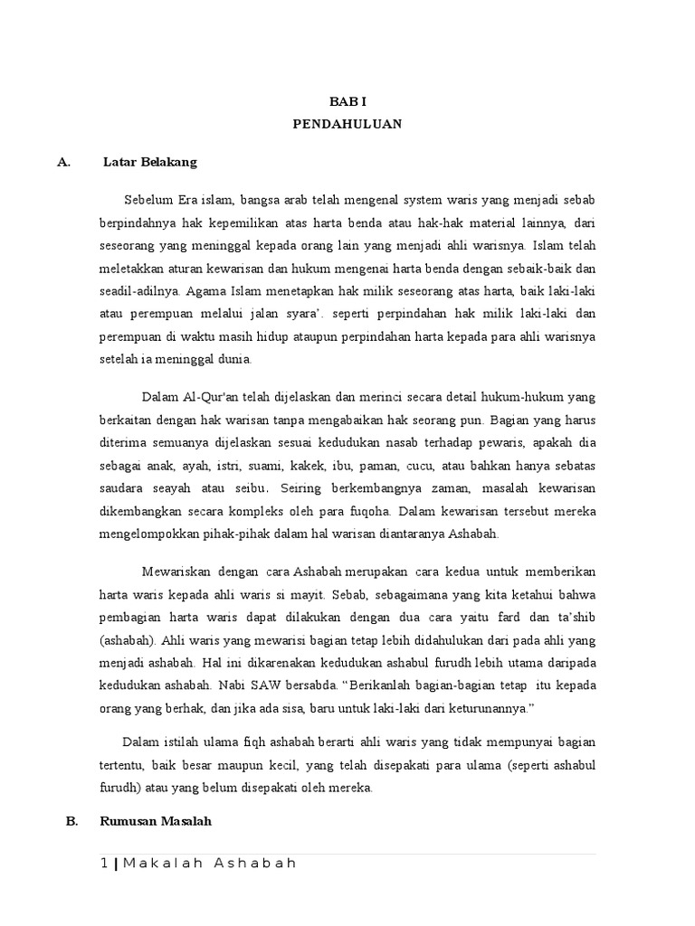 Makalah Ashabah | PDF