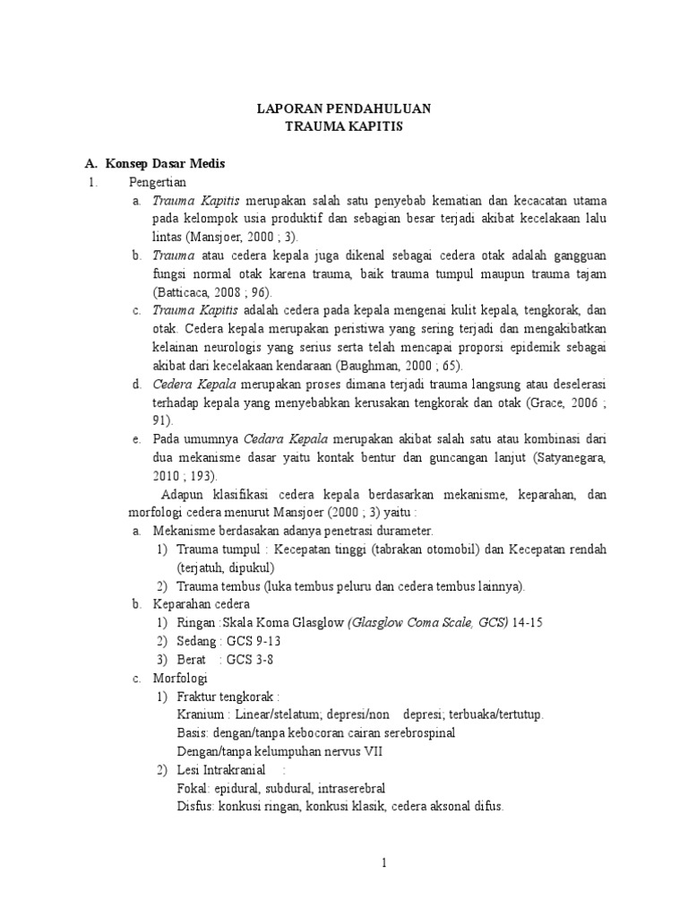 LP Trauma Capitis | PDF | Sains & Matematika