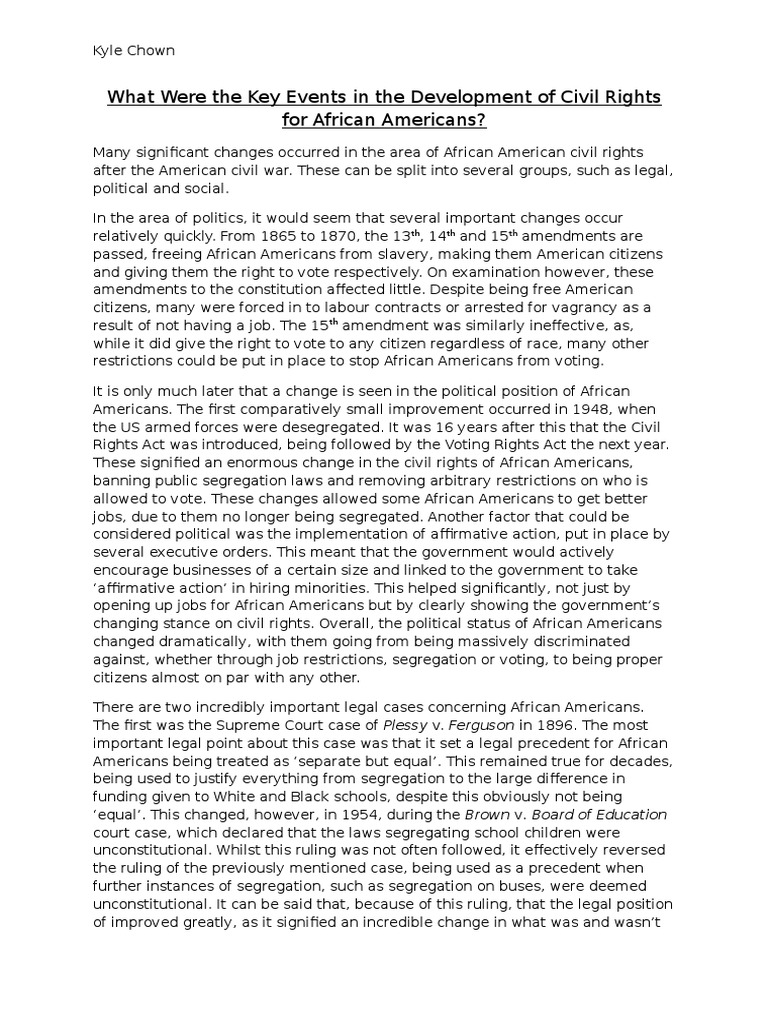 What Were The Key Events in The Development of Civil Rights For African ...