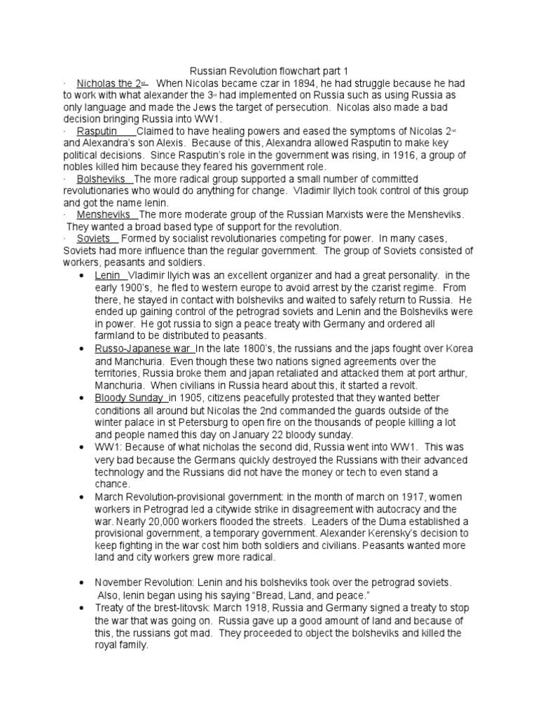 Russian Revolution Flowchart Overview | PDF | Vladimir Lenin | Russian ...