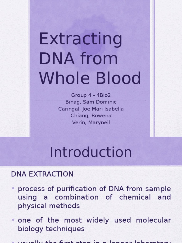 DNA Extraction Whole Blood | PDF | Sodium Dodecyl Sulfate ...