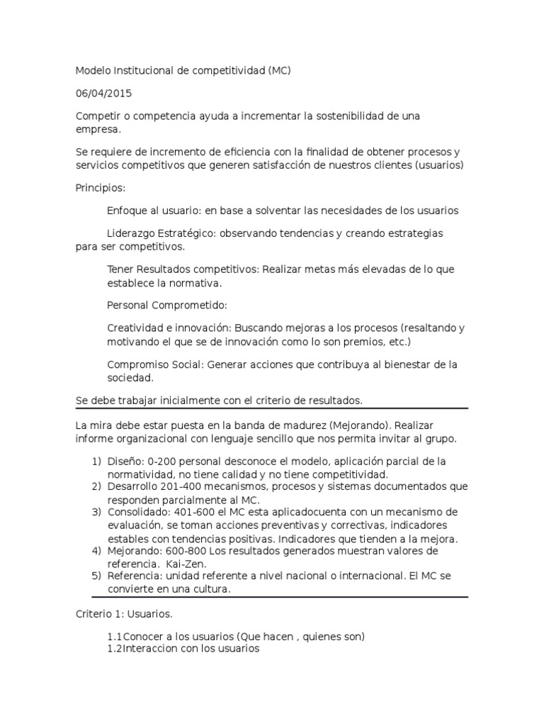 Modelo Competitividad Empresarial | PDF | Competitividad | Liderazgo