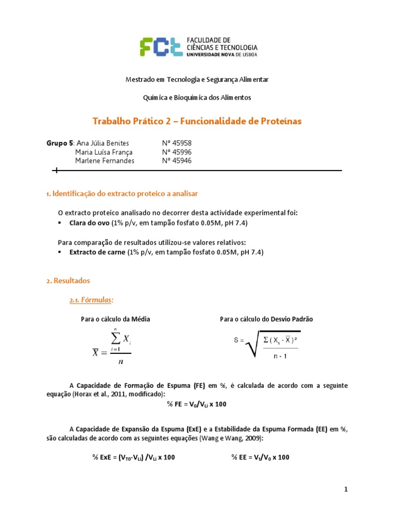 TP2 - Funcionalidade de Proteínas | PDF | Soja | Proteínas