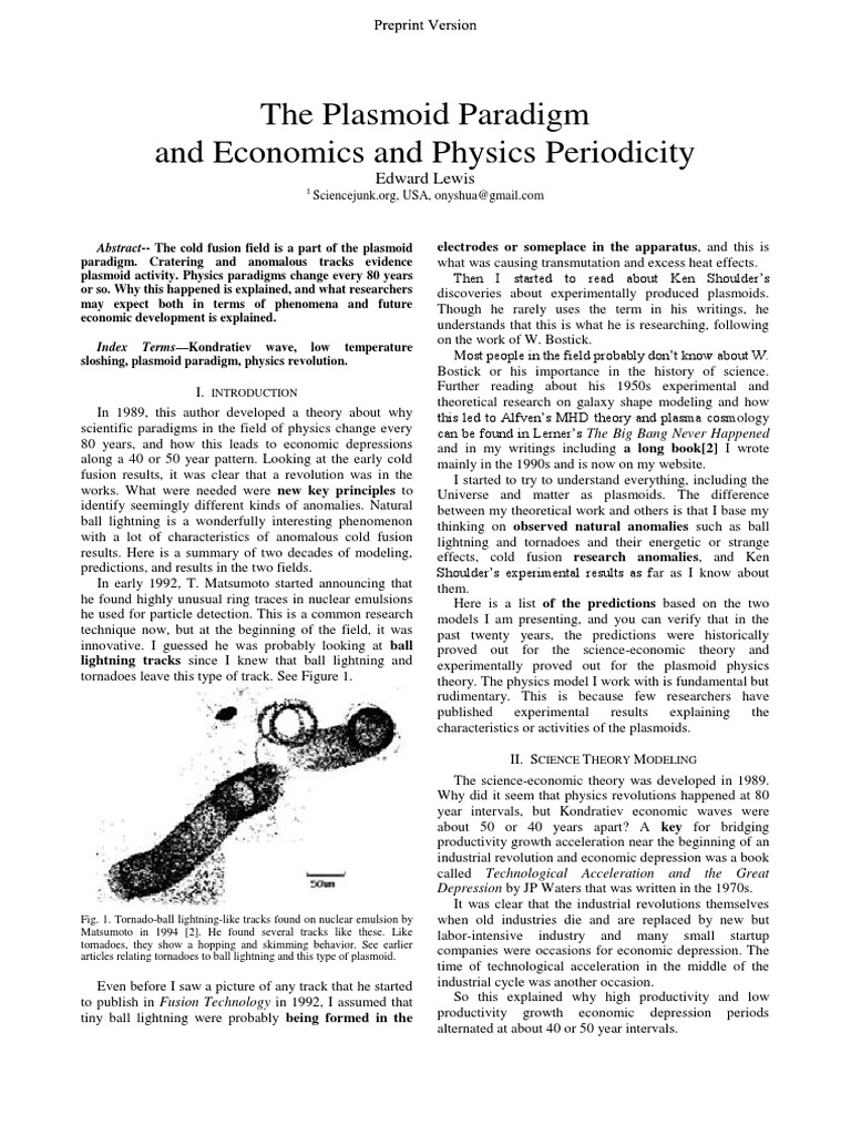 Plasmoid Paradigm and Economic Cycles | PDF | Paradigm | Physics