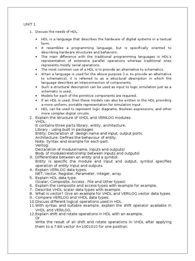 HDL Questions | PDF | Hardware Description Language | Vhdl