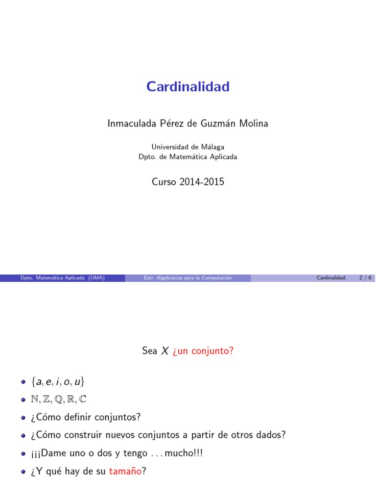 Cardinalidad | Descargar gratis PDF | Conjunto (Matemáticas) | infinito