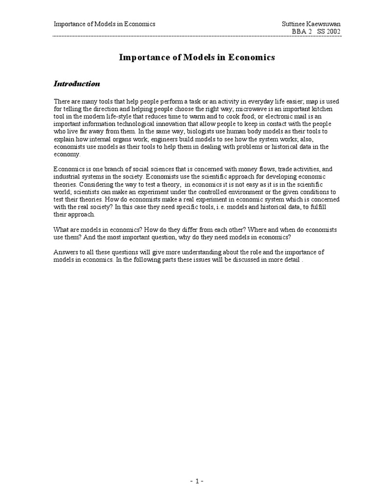 Role of Economic Models Explained | PDF | Economics | Scientific Method