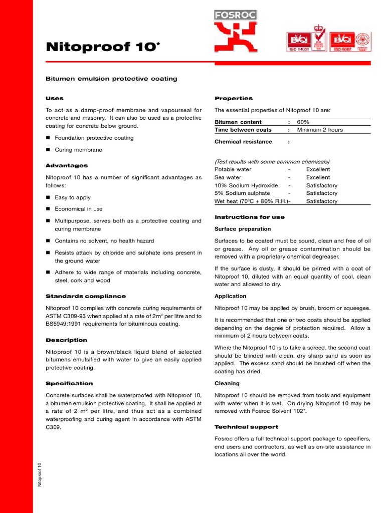 Nitoproof 10 | PDF | Asphalt | Concrete