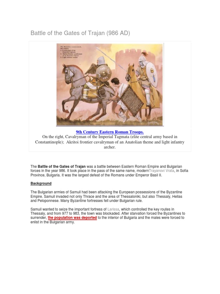 Battle of The Gates of Trajan | PDF | Byzantine Empire | Military Science
