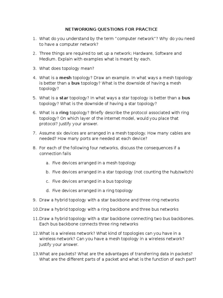 Practice Assignment Networking | PDF | Network Topology | Network Packet
