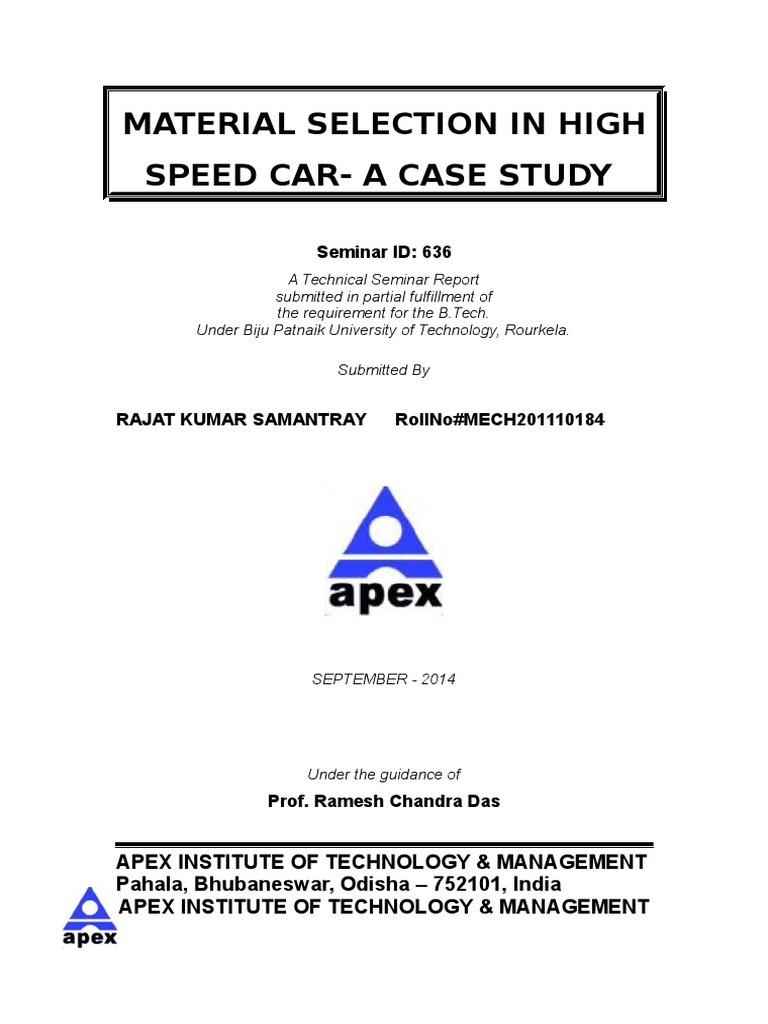 Material Selection in High Speed Car-A Case Study | PDF | Composite ...