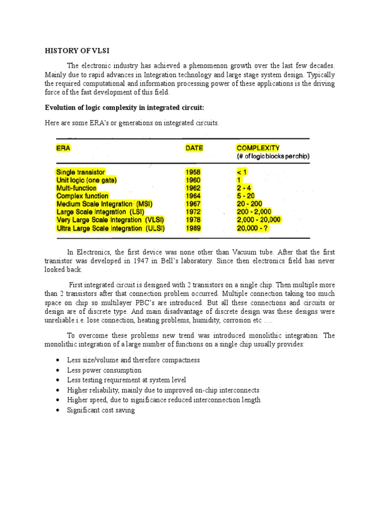 History Of Vlsi Pdf Integrated Circuit Vhdl
