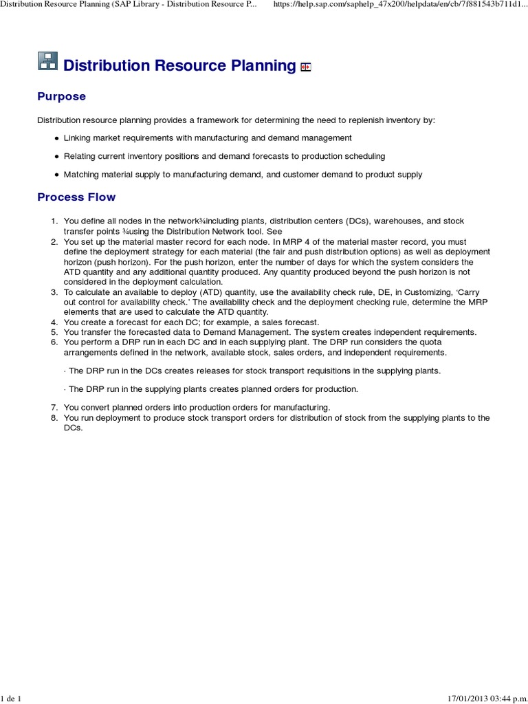 Sap DRP | PDF | Inventory | Stocks