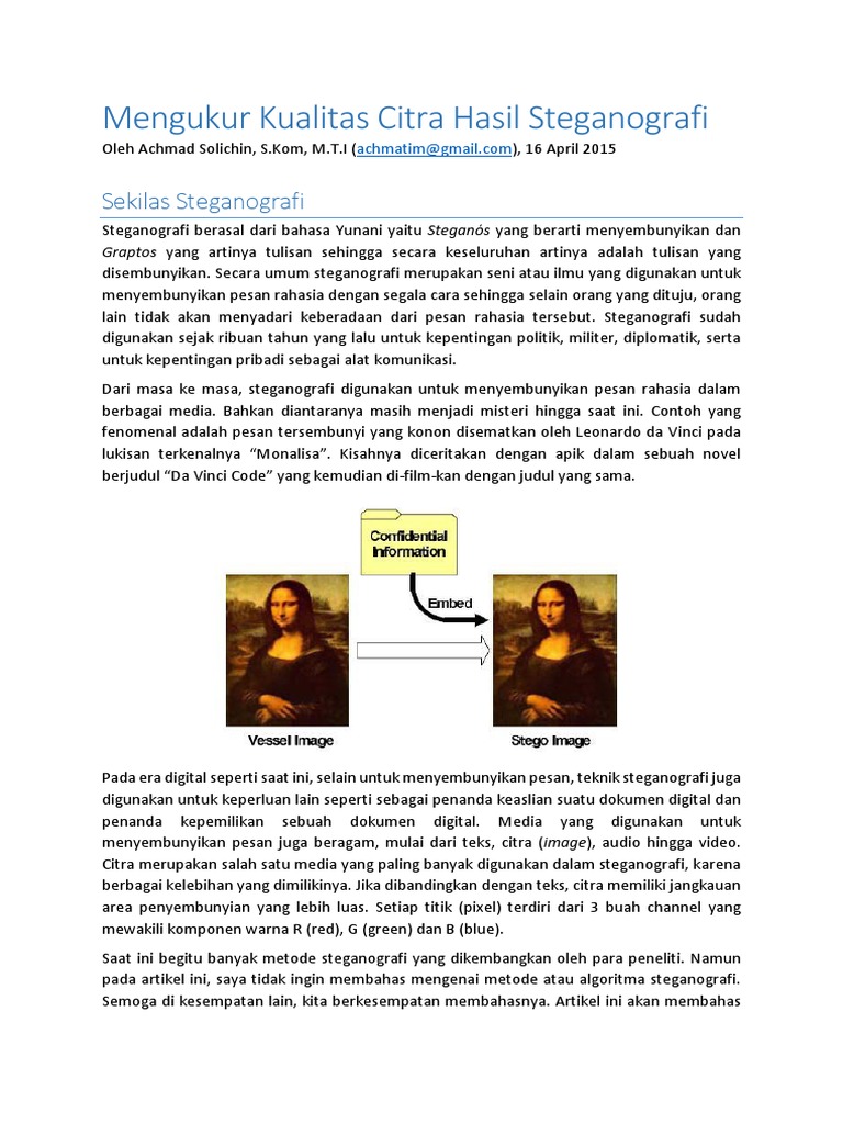 Mengukur Kualitas Citra Hasil Steganografi | PDF