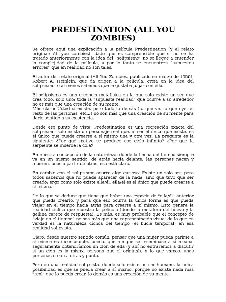 Explicación de "Predestination" y Solipsismo | PDF | Realidad | Viaje ...