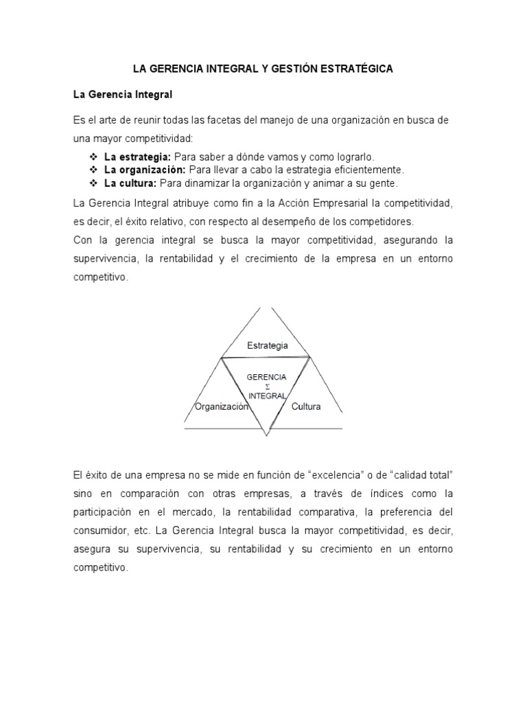 La Gerencia Integral y Gestión Estratégica | PDF | Liderazgo ...
