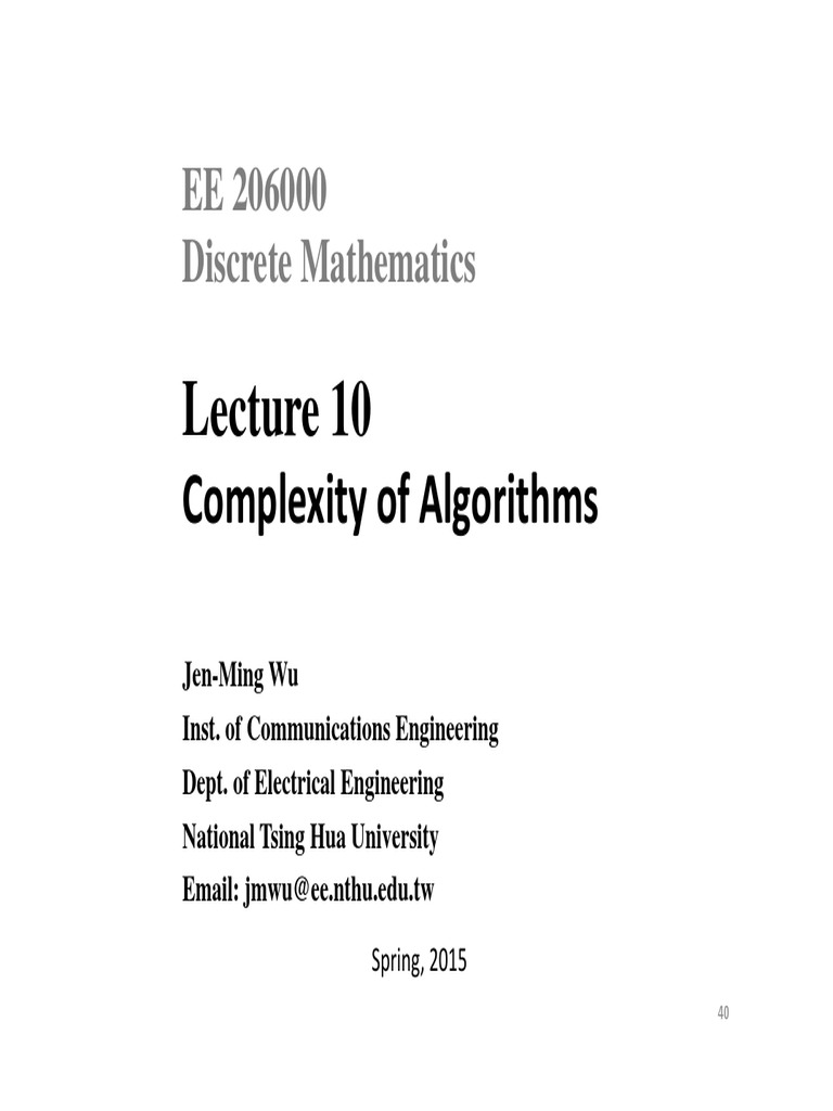 Lecture 10 Fffcomplexity Of Algorithms Pdf Computational Complexity Theory Time Complexity