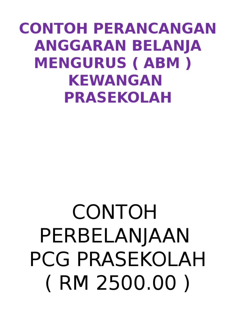 Contoh Abm Prasekolah | PDF