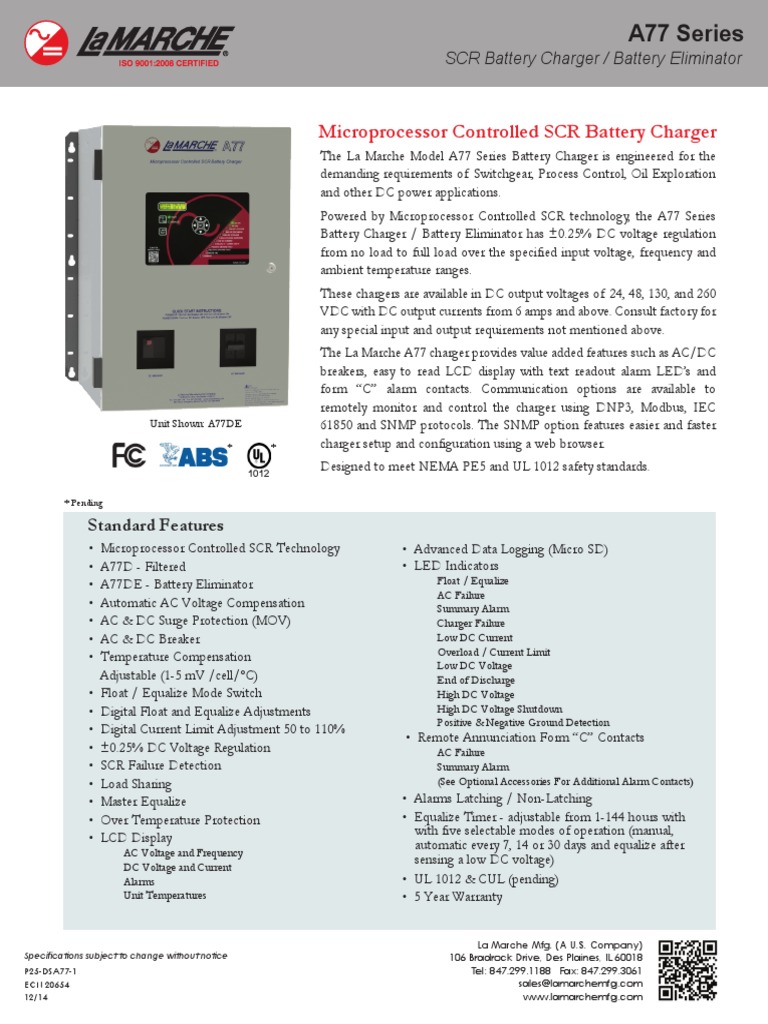 Microprocessor Controlled SCR Battery Charger for Demanding DC Power ...