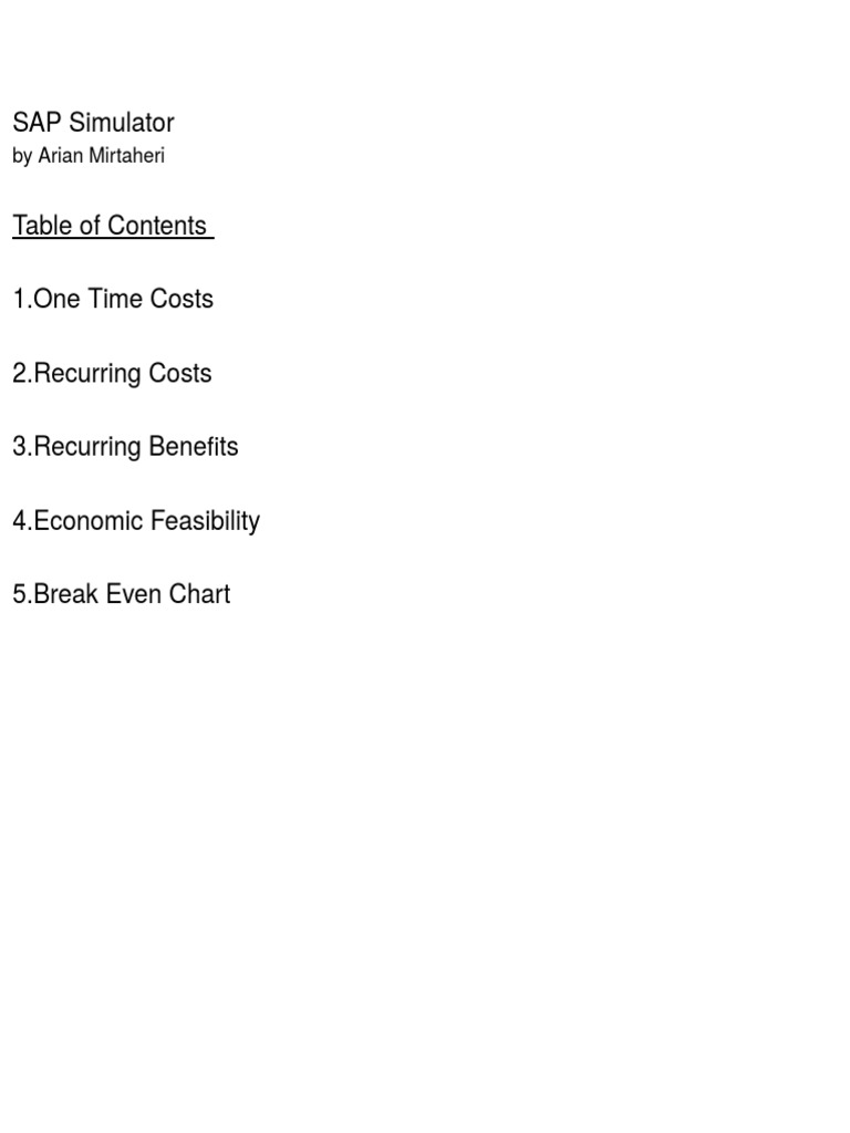 SAP Cost-Benefit Analysis Guide | PDF