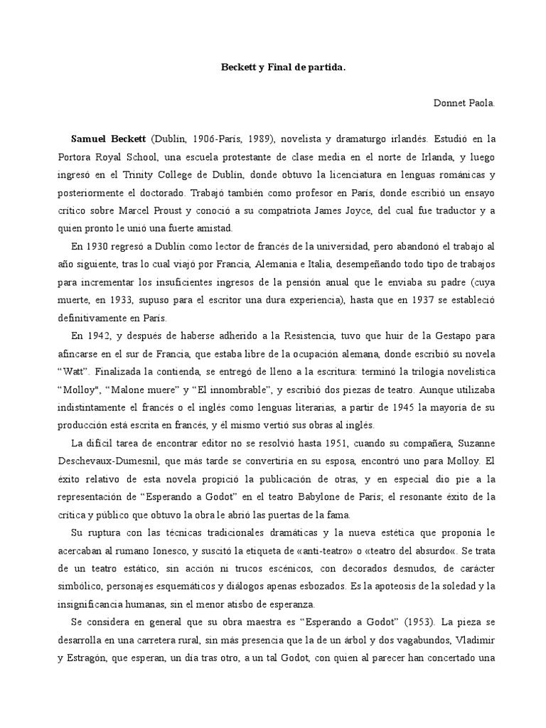 Final de Partida de Samuel Beckett | PDF | Samuel Beckett