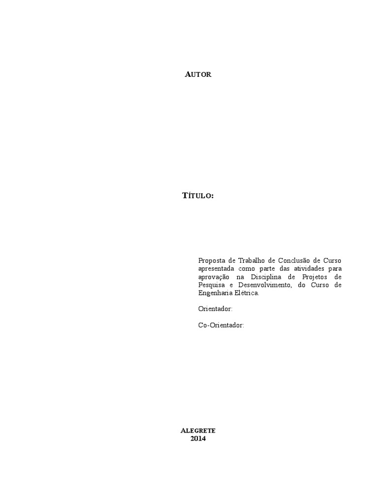 Modelo Proposta Tcc Engenharia Eletrica Pdf Engenharia Engenharia