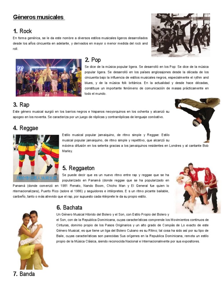Lista de 10 Géneros Musicales Con Definición | PDF | Las artes ...