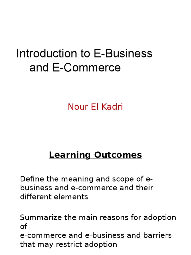1 Introduction To E Business | PDF | Electronic Business | E Commerce