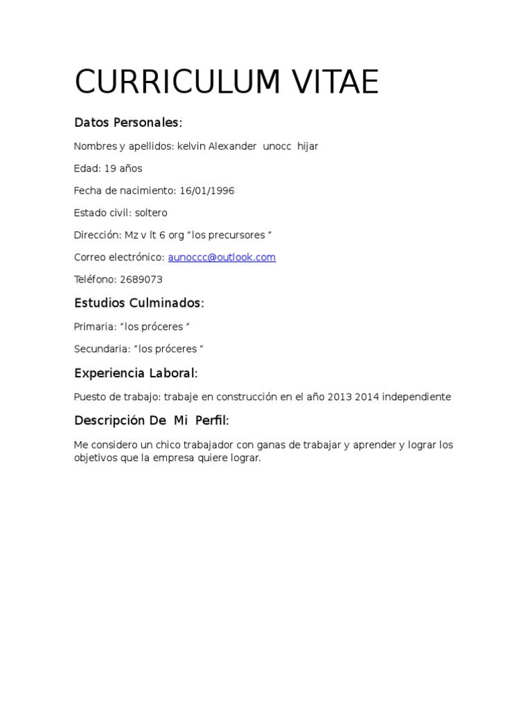 Curriculum Vitae | PDF | Crecimiento personal y profesional