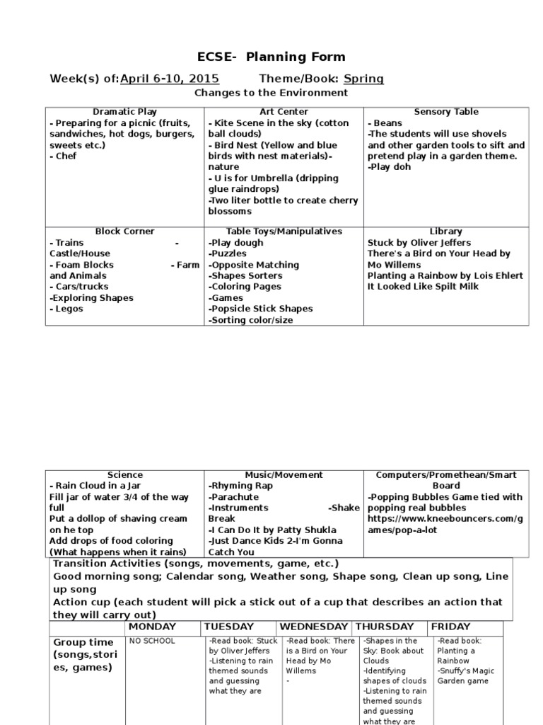 Week 4 Lesson Plan | PDF | Nature | Leisure