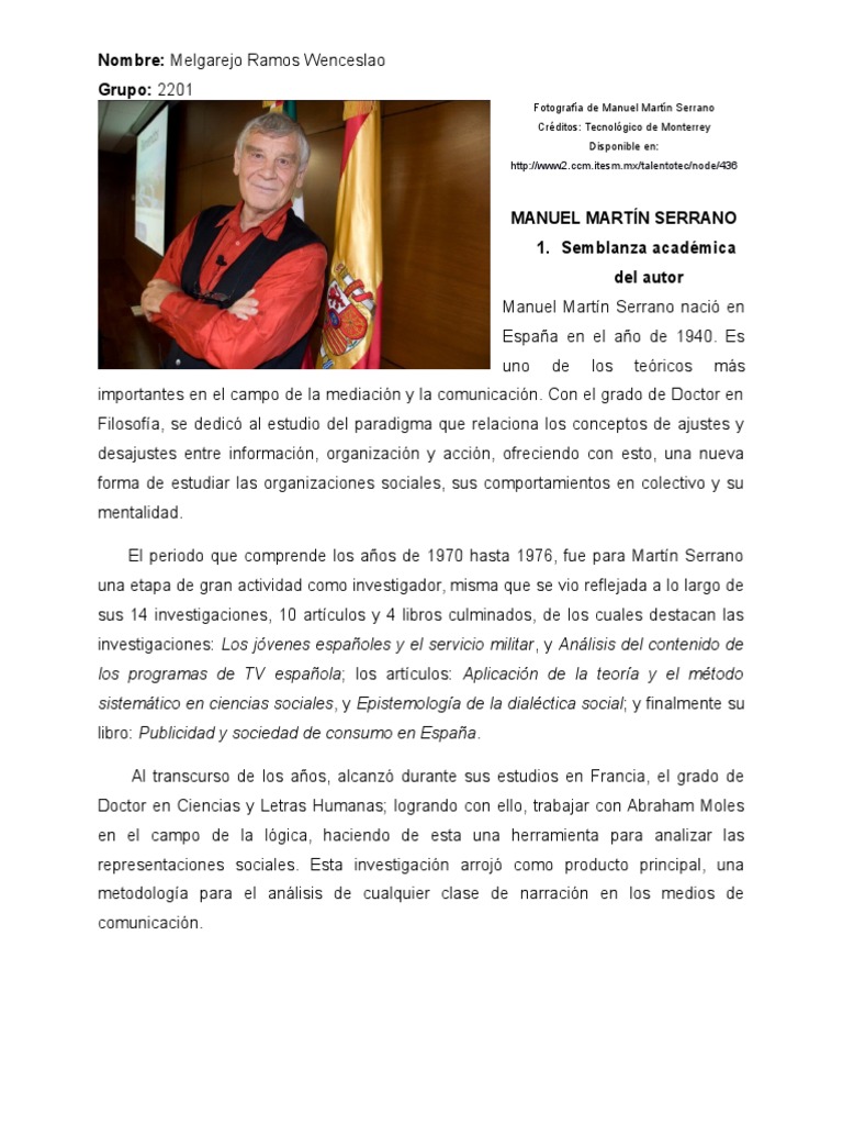 Manuel Martín Serrano | PDF | Comunicación | Sociedad
