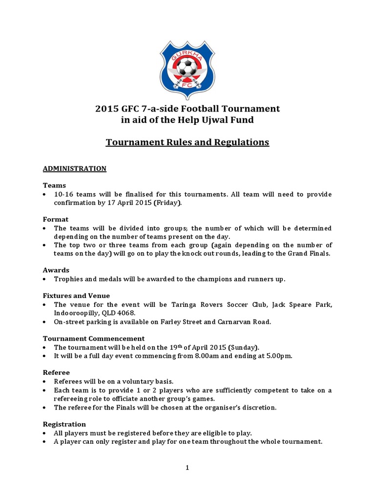 2015 GFC - Tournament Rules and Regulations PDF | PDF | Athletic Sports ...