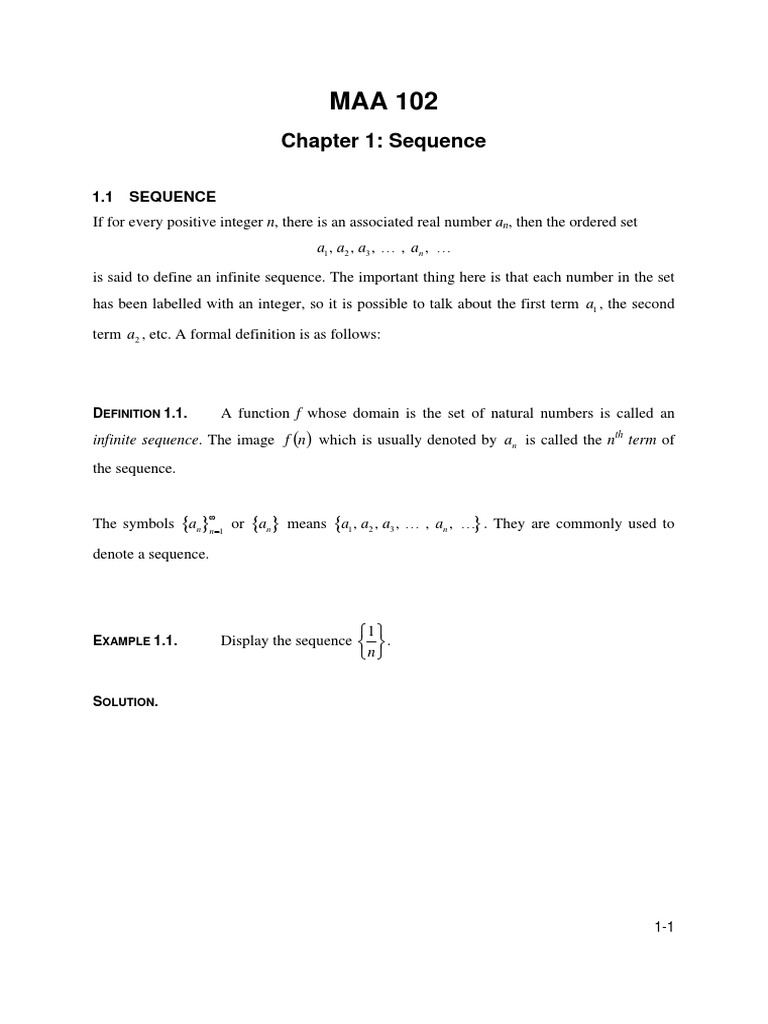Chapter 1 Sequence | PDF | Monotonic Function | Sequence