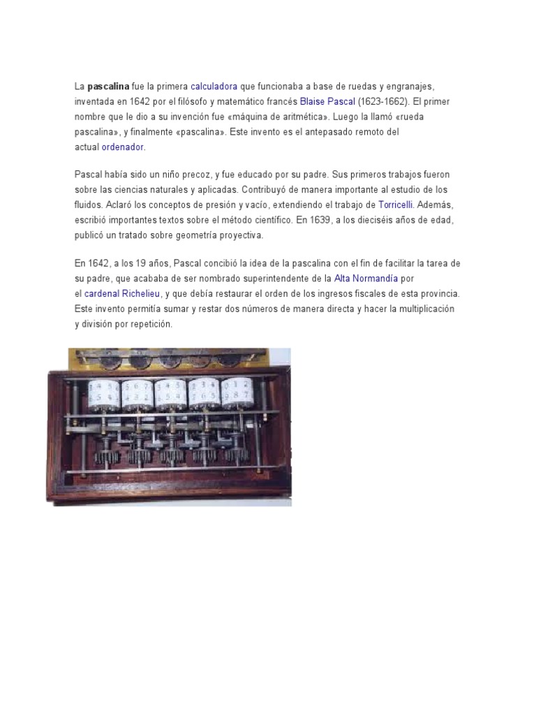 La Pascalina | PDF | Enseñanza de matemática | Science